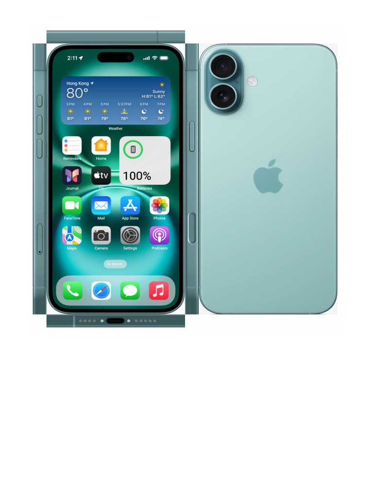 Iphone 16 Plus Teal Scaled Papercraft | PDF