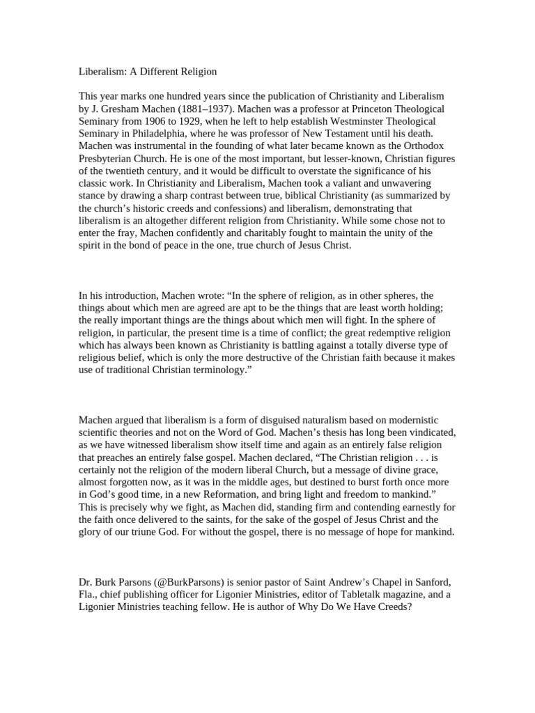 Christianity and Liberalism | PDF | Abrahamic Religions | Theology