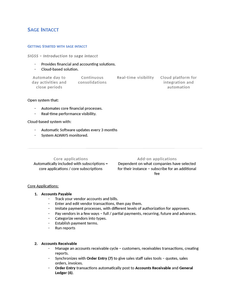 Sage Intacct - Getting Started With Sage Intacct | PDF | Payments | Computing