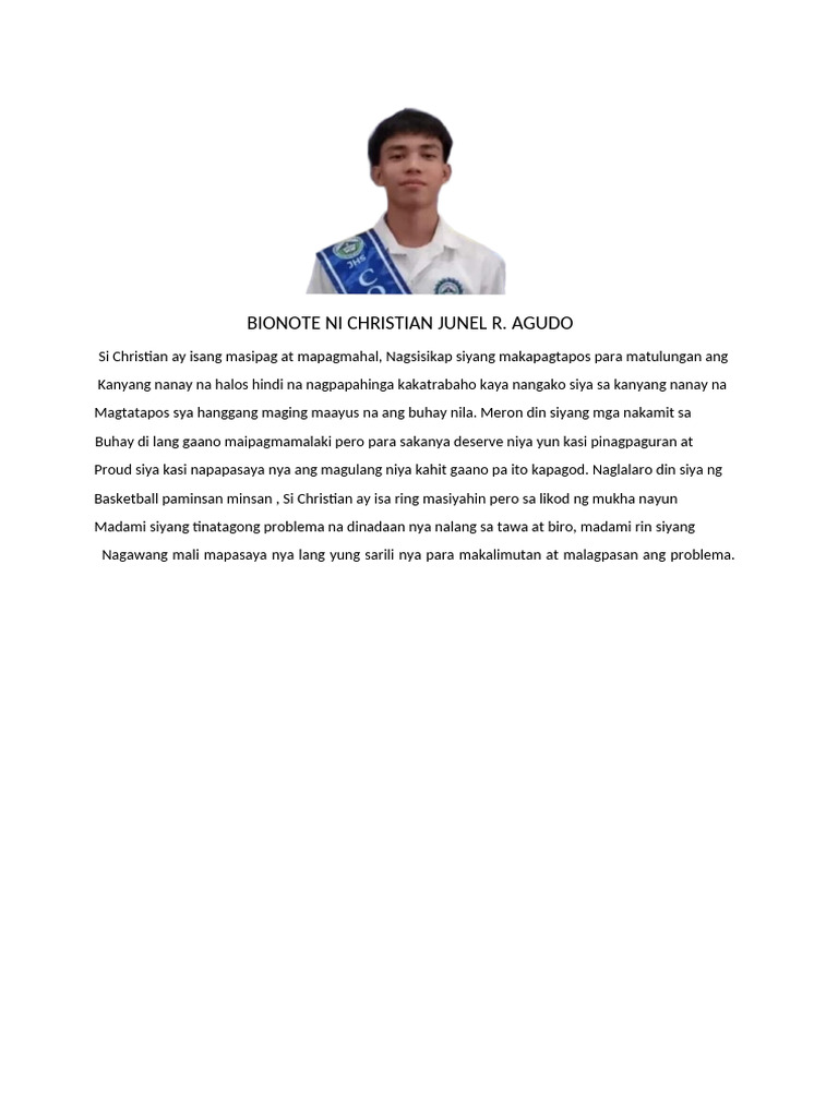 Bionote Ni Christian Junel R | PDF