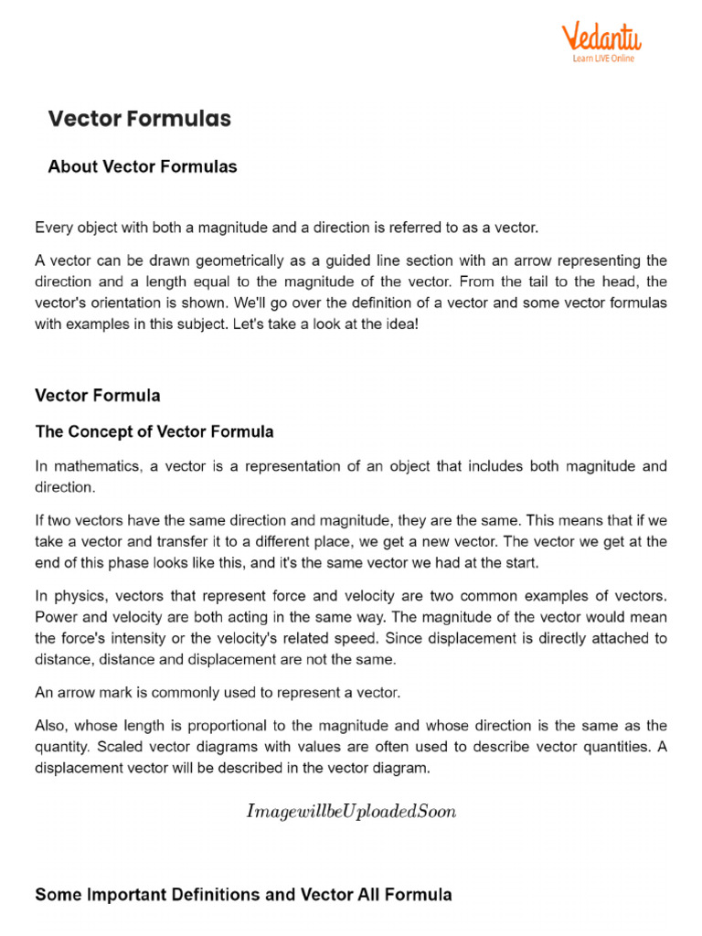 Vector Formulas | PDF