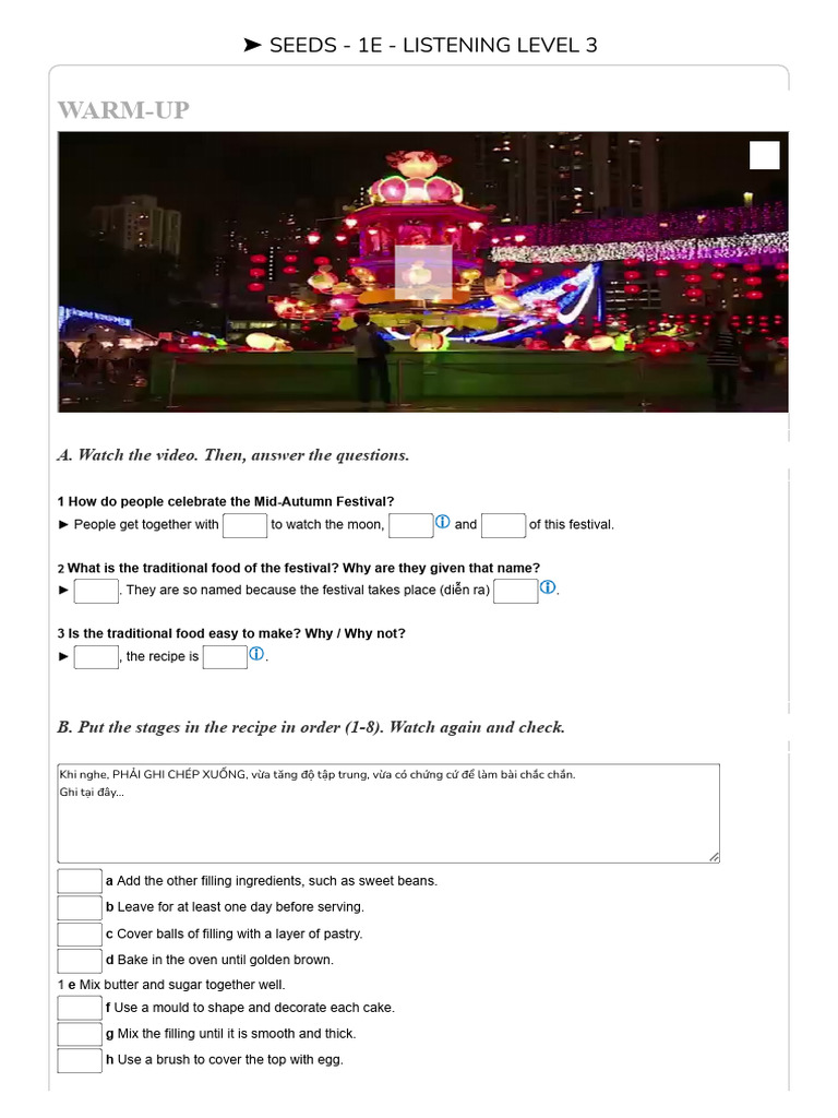 Seeds - 1e - Listening Level 3 | PDF | Cakes | Foods