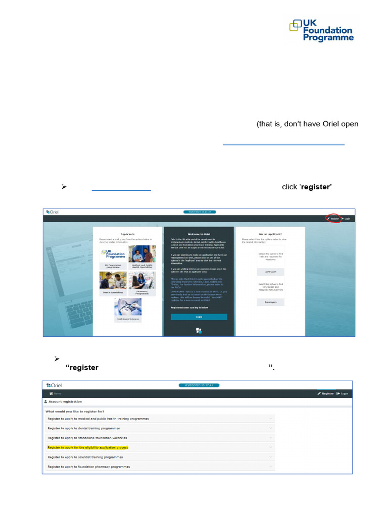 UKFP 2024 Eligibility Oriel vacancy screenshots | PDF