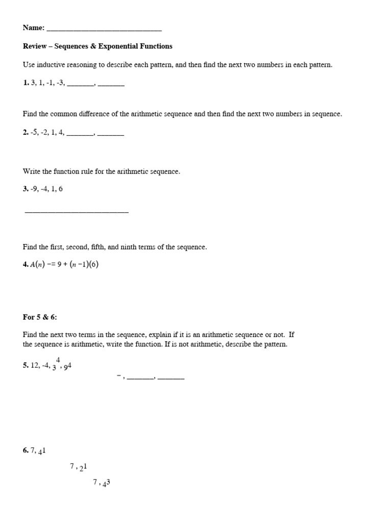 WS Exponential Sequences 1 | PDF | Sequence | Mathematical Objects