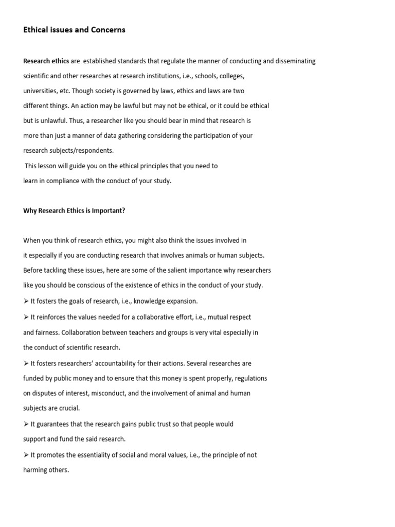 Ethical Issues and Concerns | PDF | Consent | Deception