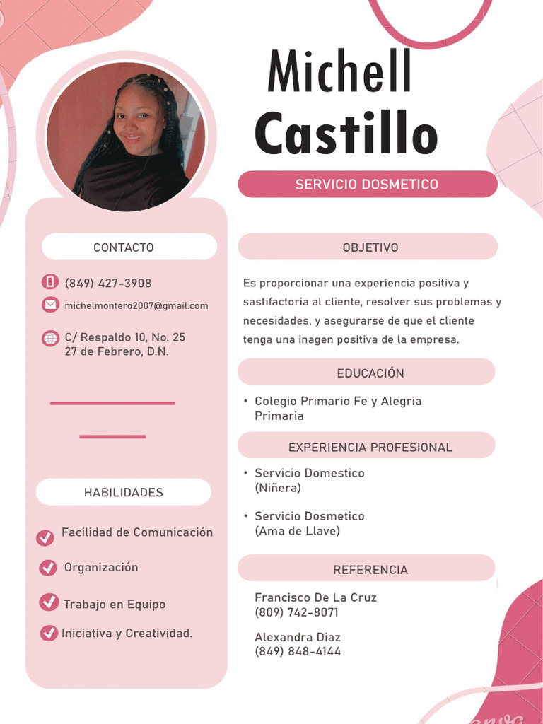 Curriculum - Michell Castillo (Servicio Dosmetico) | PDF