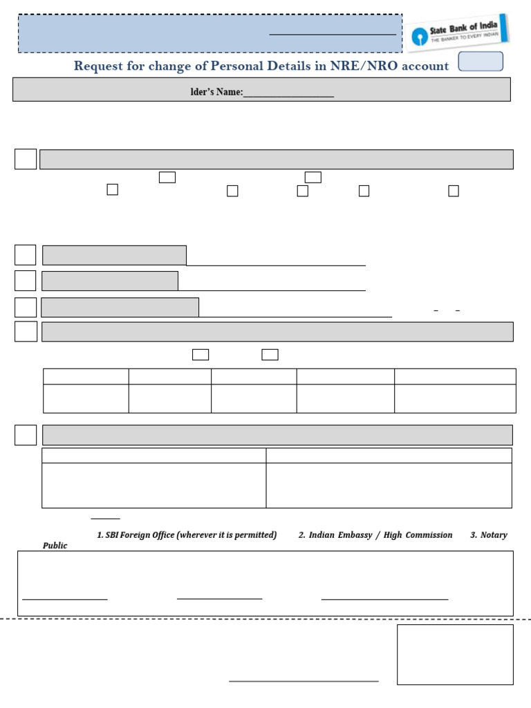 Change Request for NRE/NRO Account Details | PDF