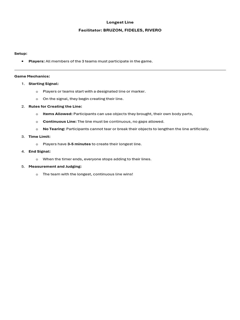 Longest Line Game Mechanics | PDF