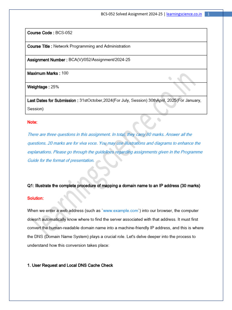BCS-052 Solved Assignment 2024-25 @BCAcrackers | PDF | Domain Name System | Backup