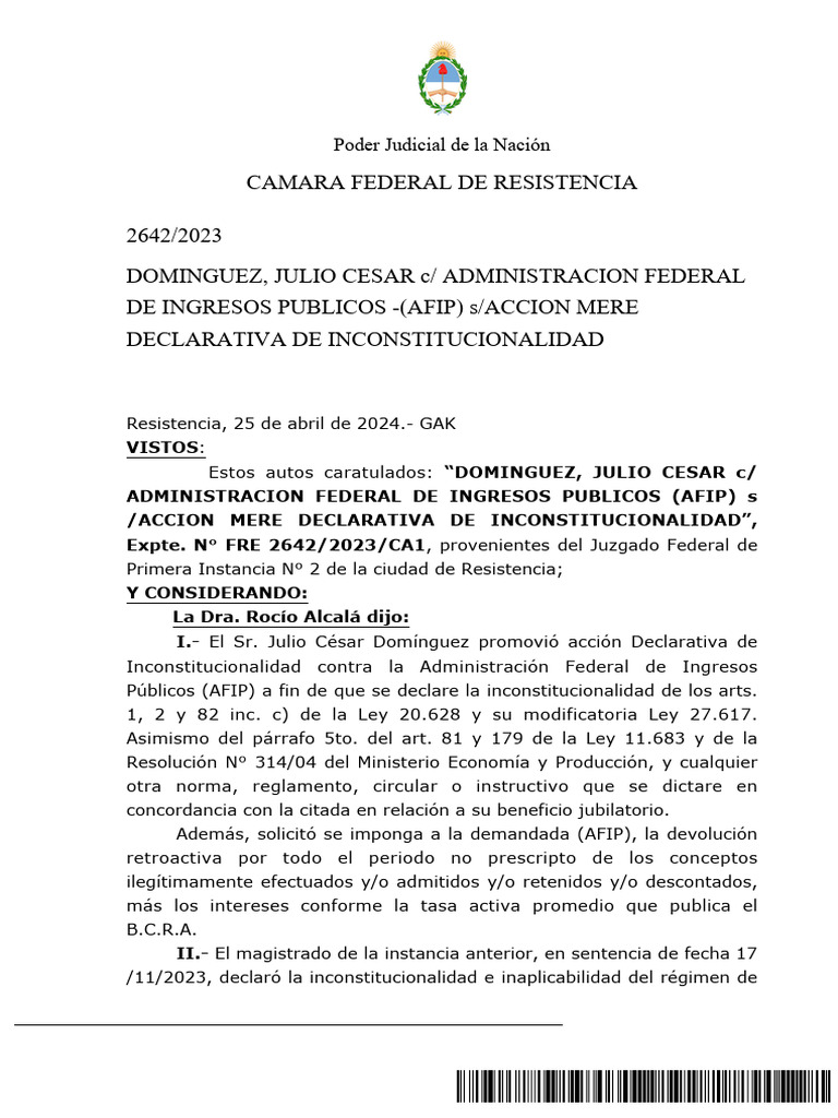 fallo (12) | PDF | Caso de ley | Precedente