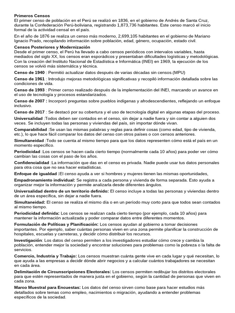 Primeros Censos | PDF | Censo