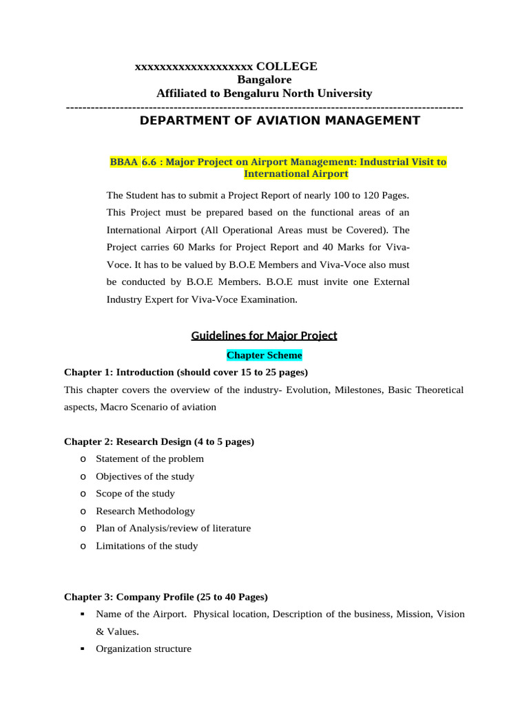 Major Project Guidelines - Airport 24 | PDF