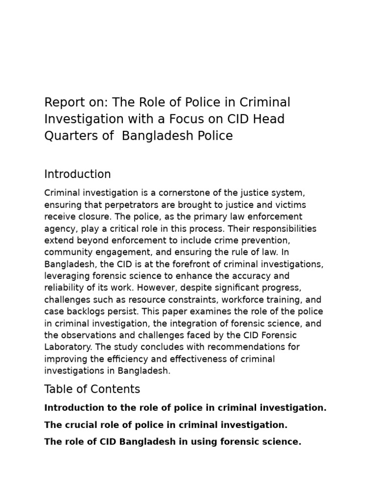 Police Role in CID Criminal Investigations | PDF | Dna Profiling ...