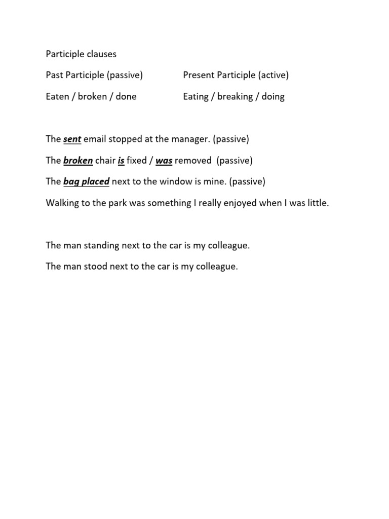 Participle Clauses | PDF