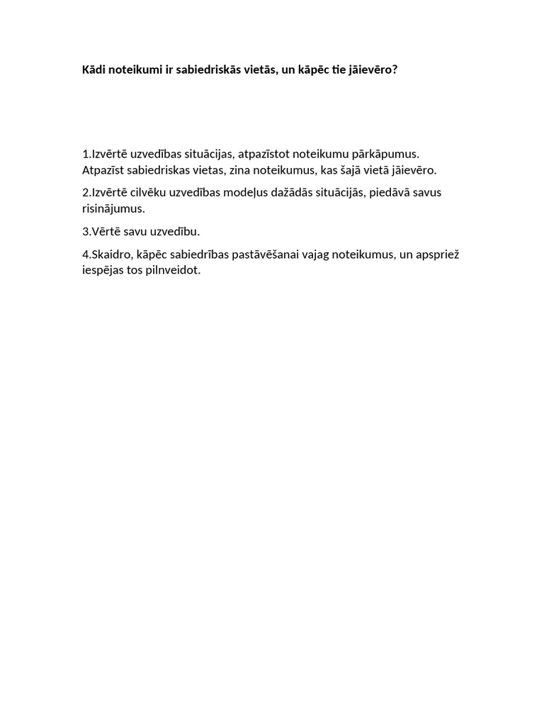 Kādi Noteikumi Ir Sabiedriskās Vietās | PDF