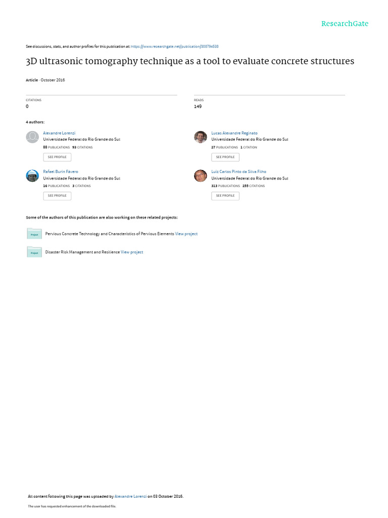3d Ultrasonic Tomography Technique As A Tool To Evaluate Concrete Structures 2016 Pdf