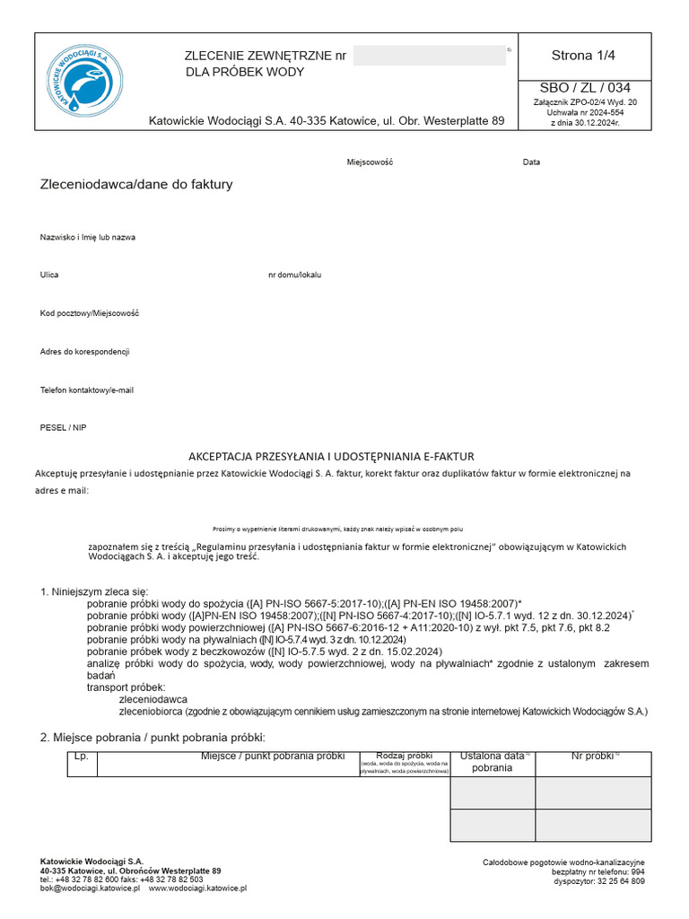 SBO ZL 034 Zlecenie - Dla - Woda w20 | PDF