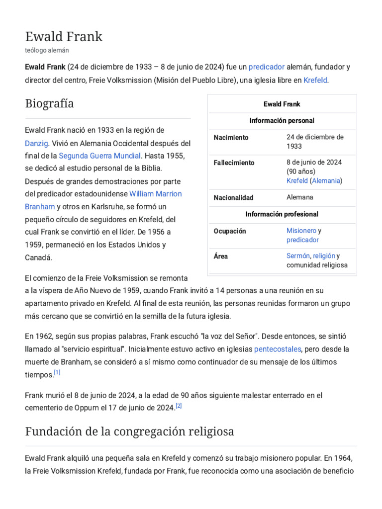 Ewald Frank - Wikipedia, la enciclopedia libre | PDF | Religiones ...