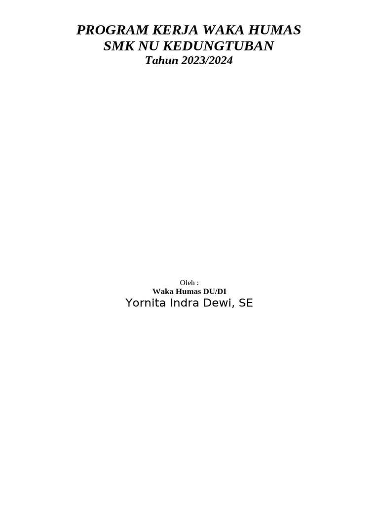 Program Kerja Waka Humas Ynt | PDF