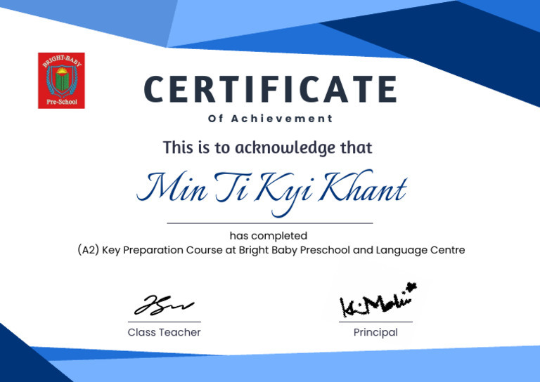Min Ti Kyi Khant Certificate | PDF