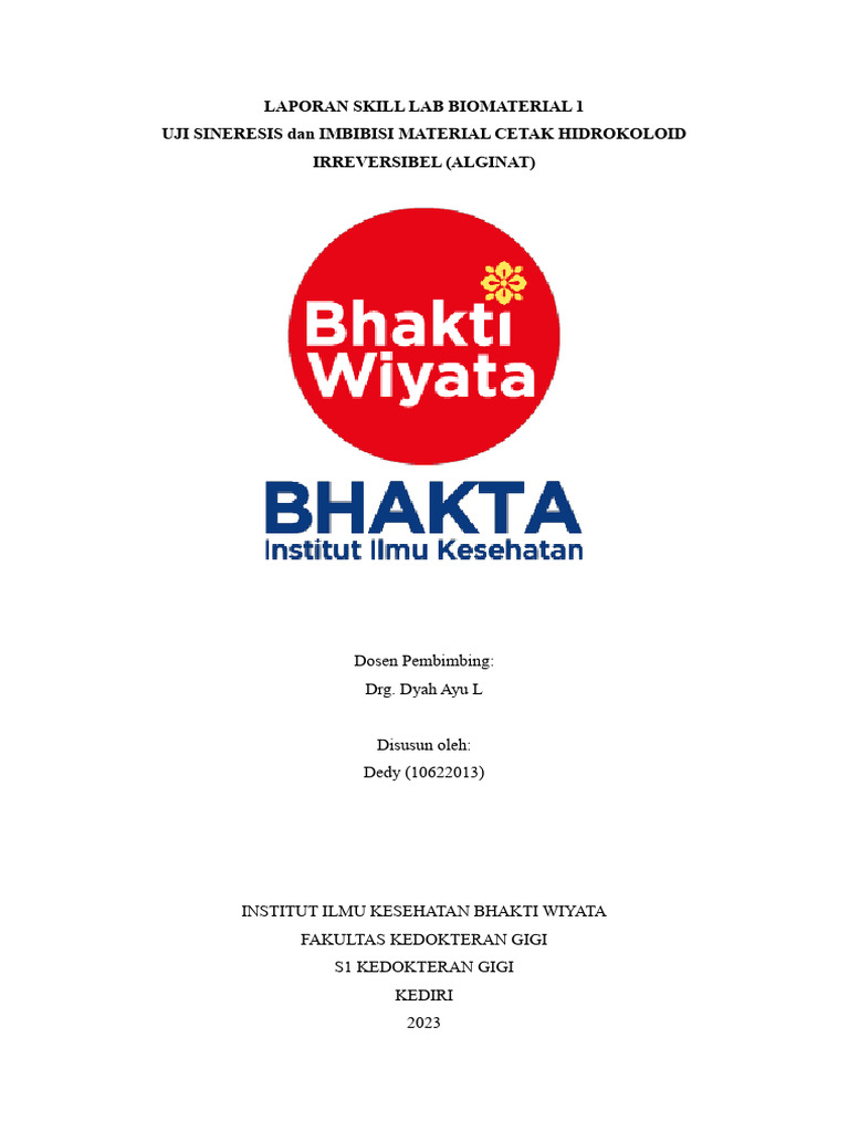 Dedy 10622013 LAPORAN SKILL LAB BIOMATERIAL 1 | PDF