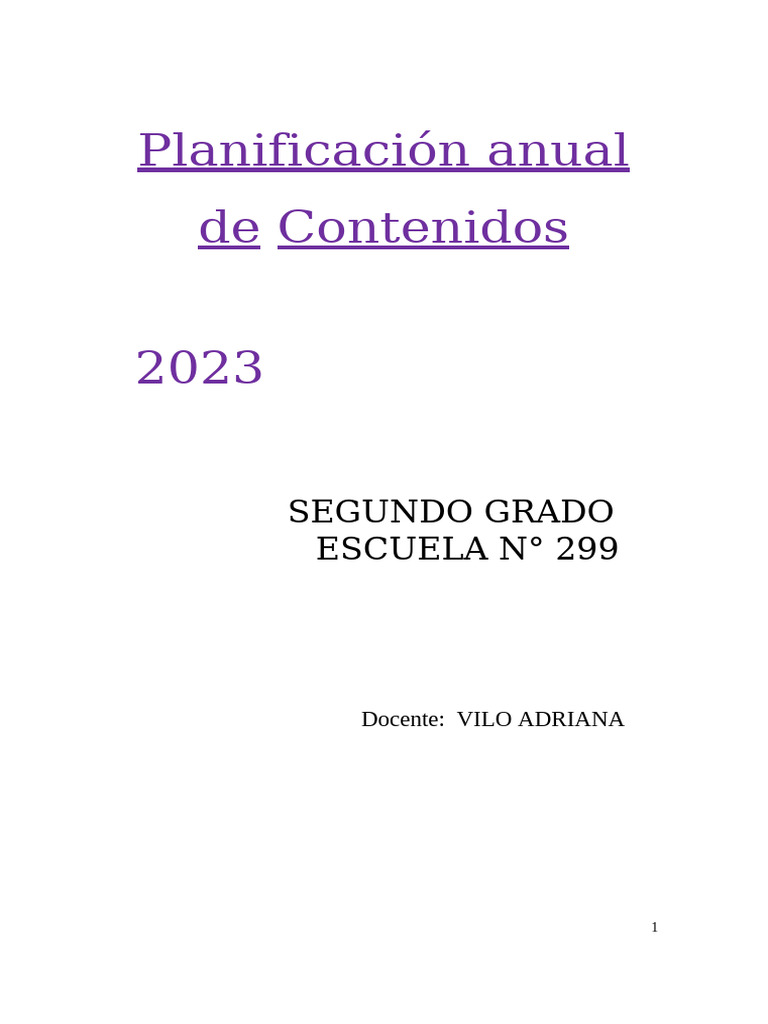 Planificación Anual Segundo Grado | PDF | Evaluación | Enseñando