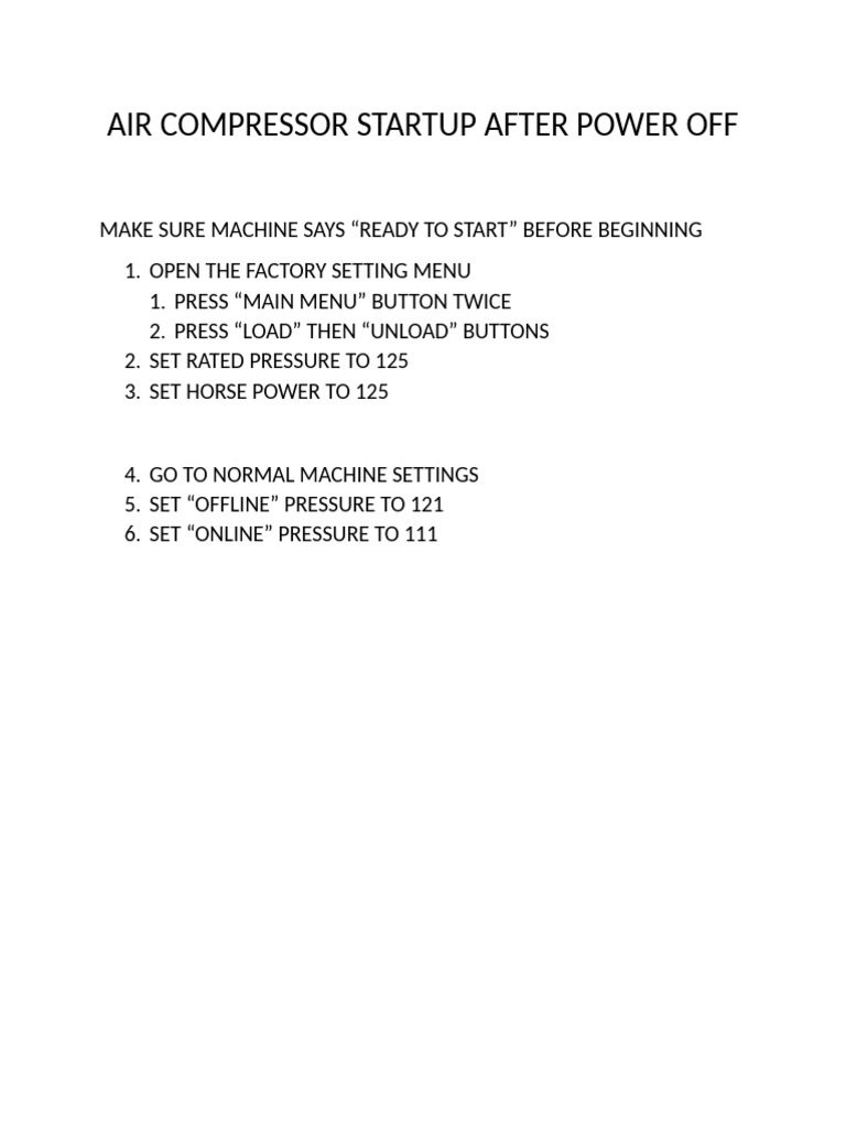 Air Compressor Startup | PDF