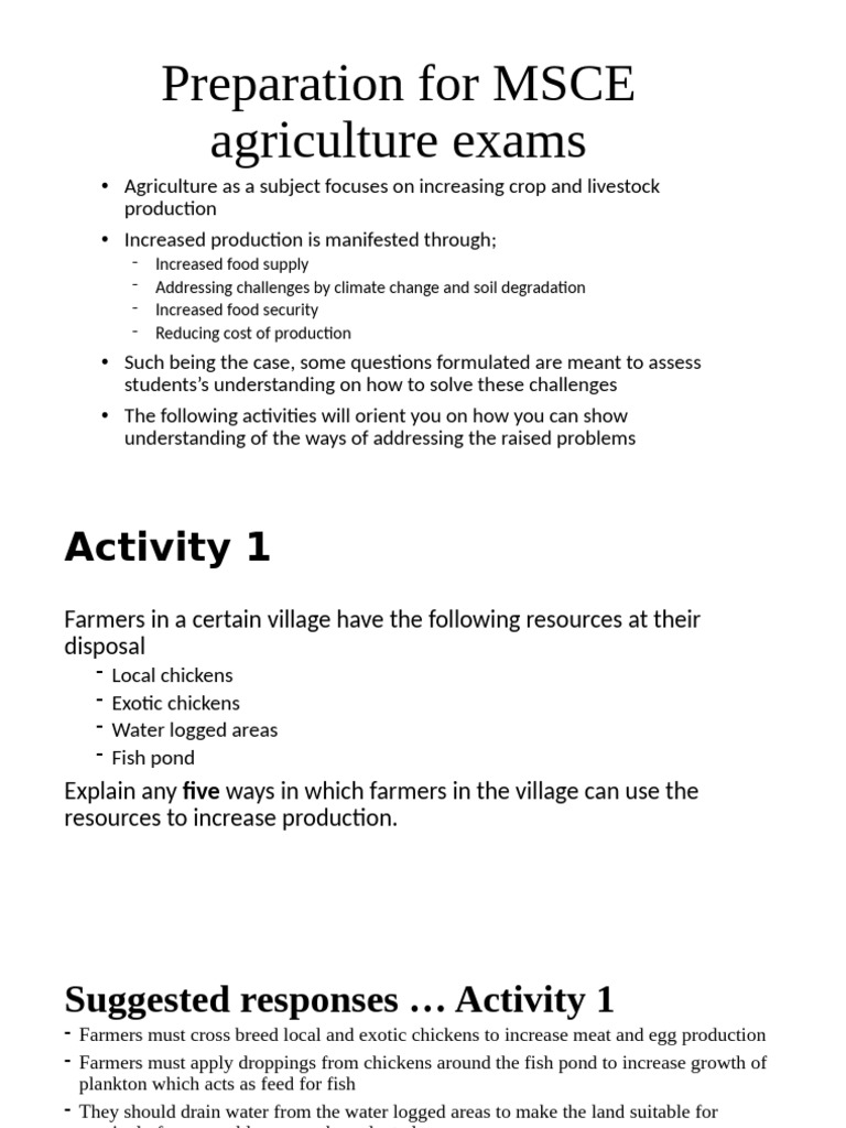 Preparation for Msce Agriculture Exams | PDF | Agriculture | Manure