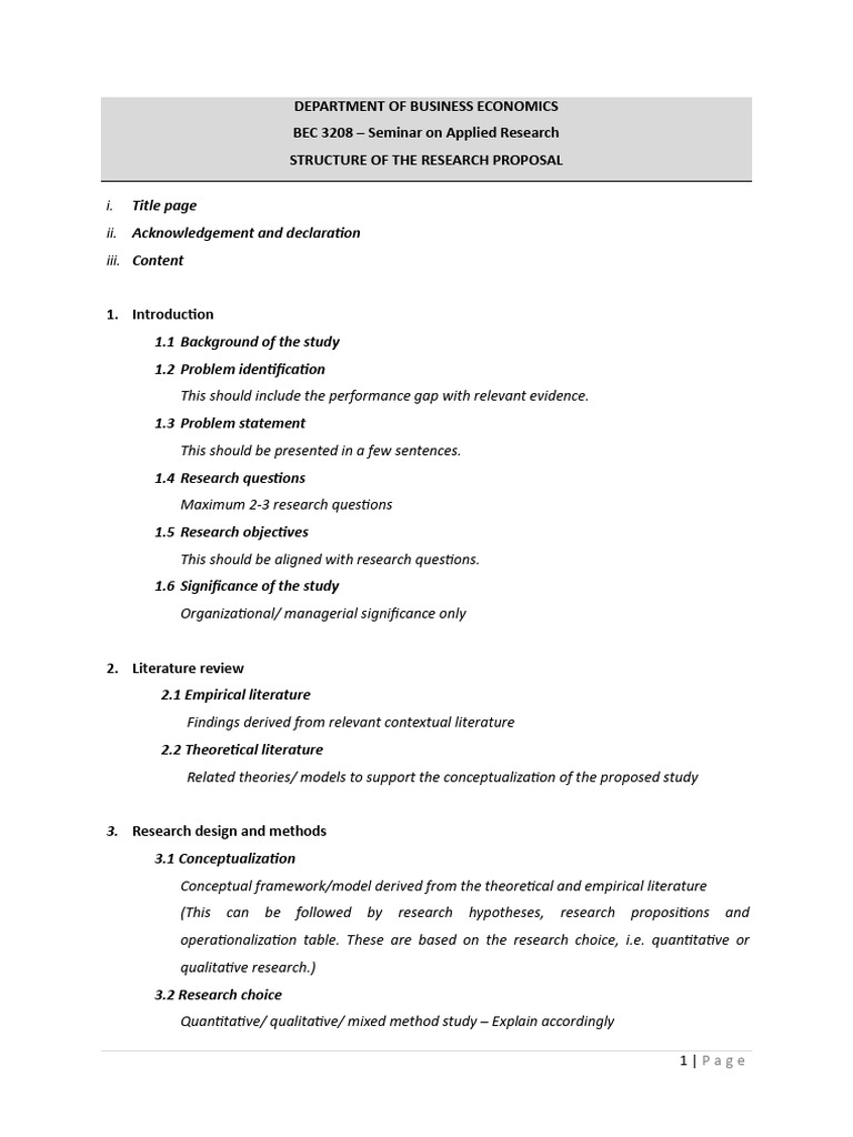 BEC 3208 - Proposal Structure | PDF | Theory | Data Analysis