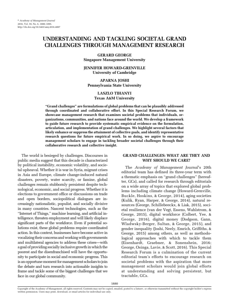 3. Understanding and Tackling Societal Grand Challenges Through | PDF ...