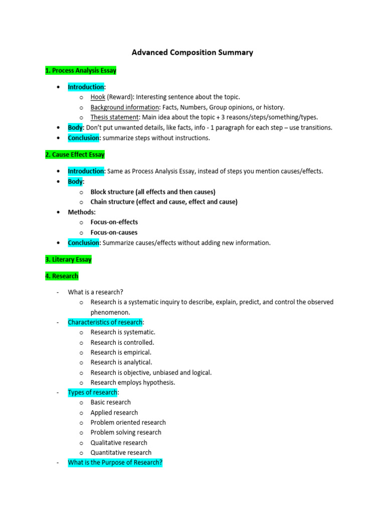 Advanced Composition Summary | PDF | Methodology | Validity (Statistics)