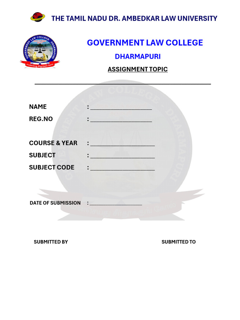 Law Assignment Front Page Template | PDF