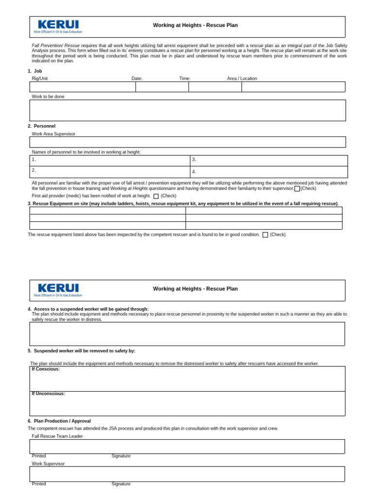 Rescue Plan for Work at Heights | PDF | Safety