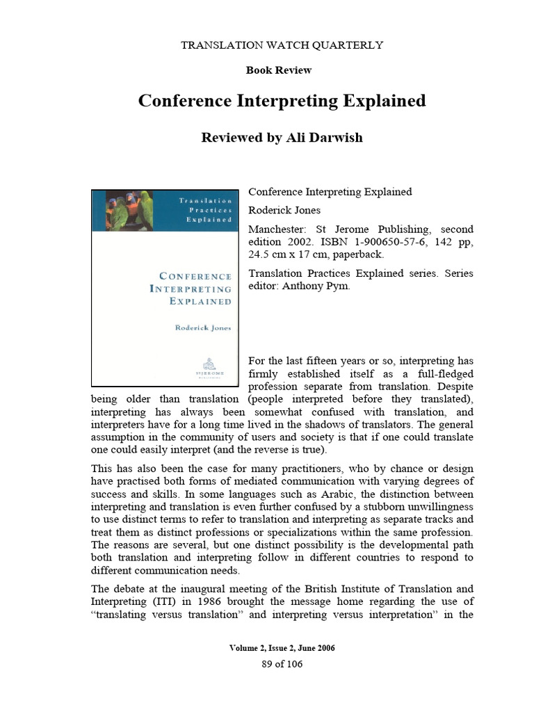 Conference Interpreting Explained | PDF | Language Interpretation ...