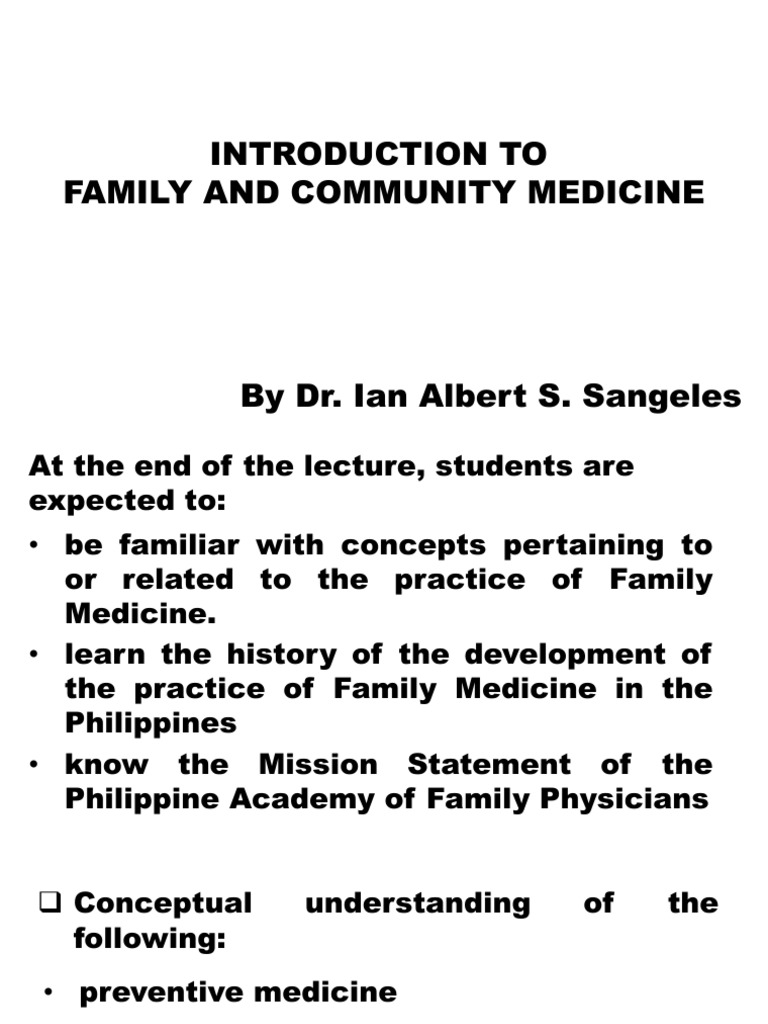 Family and Community Medicine Overview | PDF | Medicine | Physician