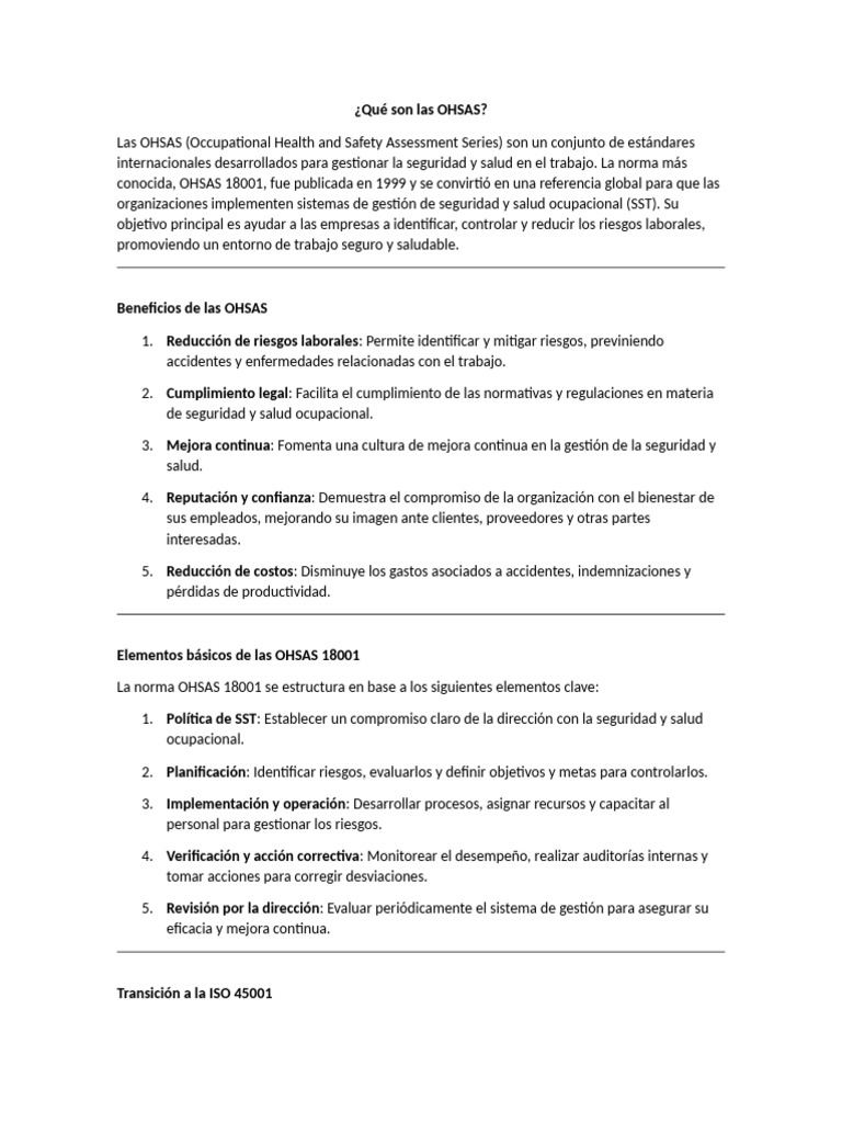 Qué son las OHSAS y su evolución | PDF | Business