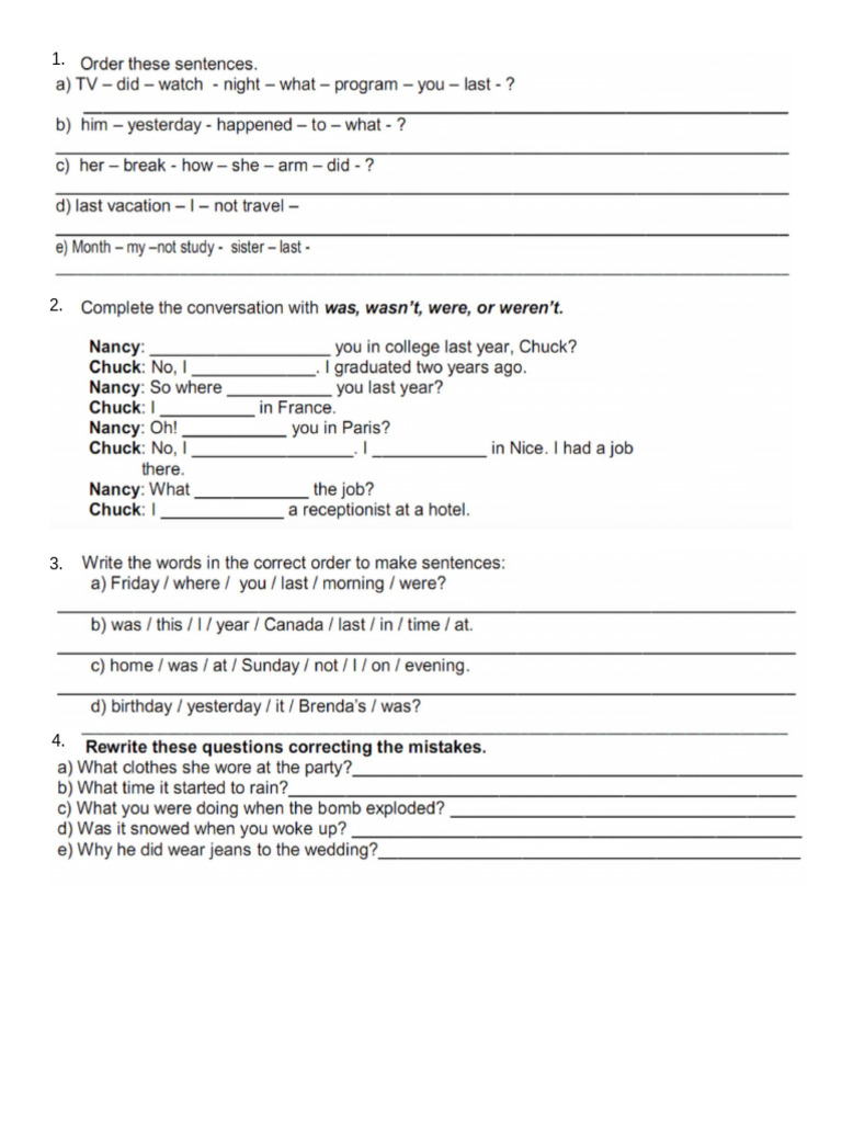 Simple Past Exercises | PDF