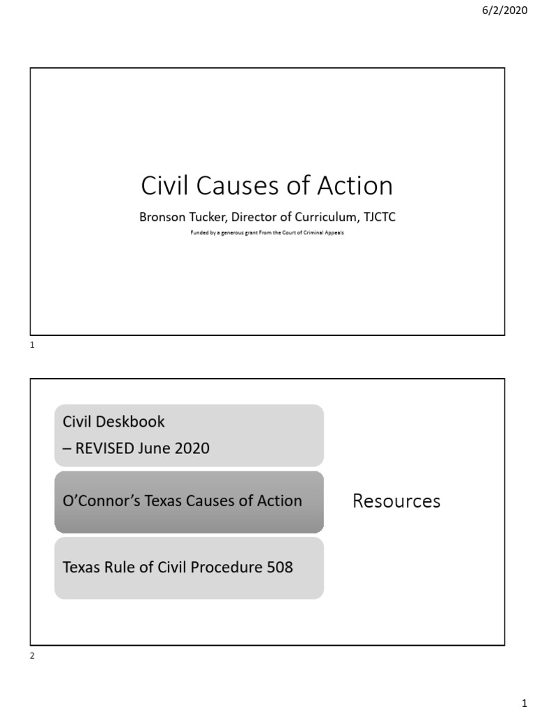 Causes of Action Handout | PDF | Intentional Infliction Of Emotional ...