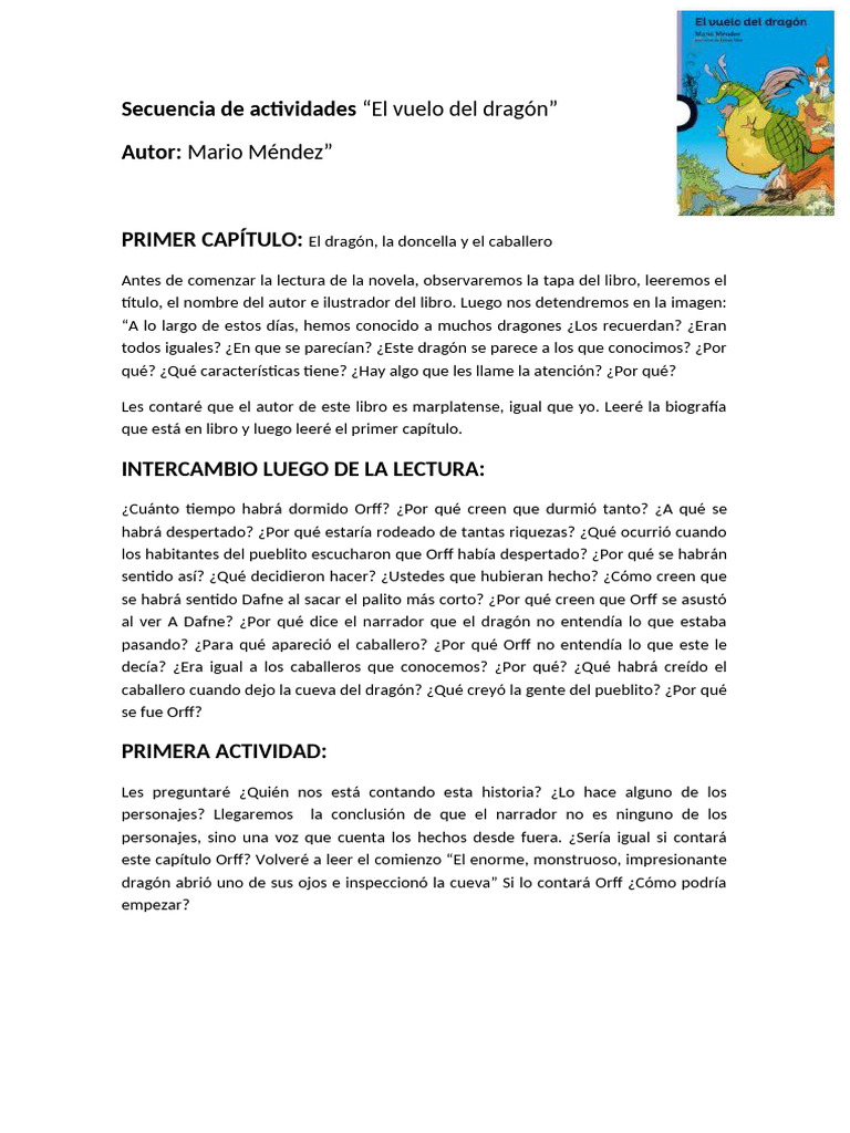Actividades para "El vuelo del dragón" | PDF | Continuar