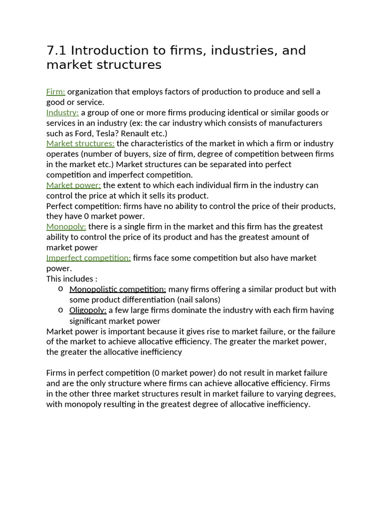 7.1 Introduction To Firms, Industries and Market Structures | PDF