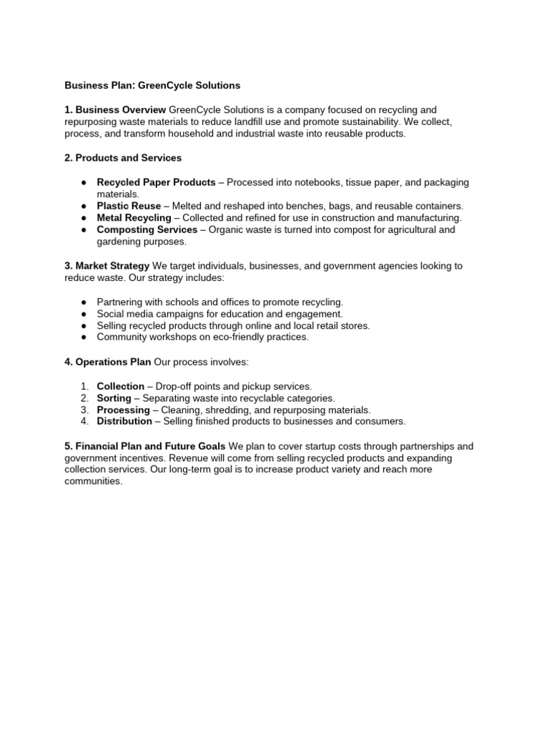 GreenCycle Solutions Business Plan | PDF