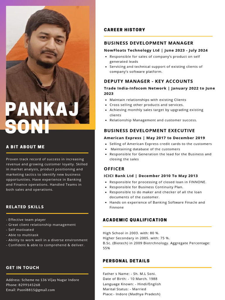 Pankaj Soni CV1 | PDF | Sales | Business