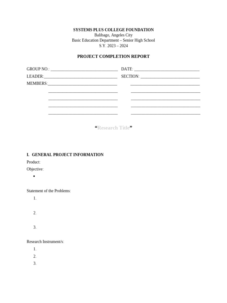 PROJECT-COMPLETION-REPORT | PDF | Experiment | Science
