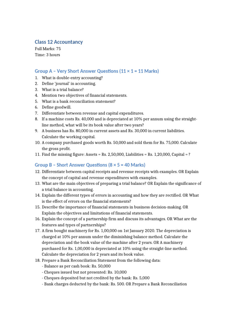 Class 12 Accountancy Exam Guide | PDF | Debits And Credits | Book Value