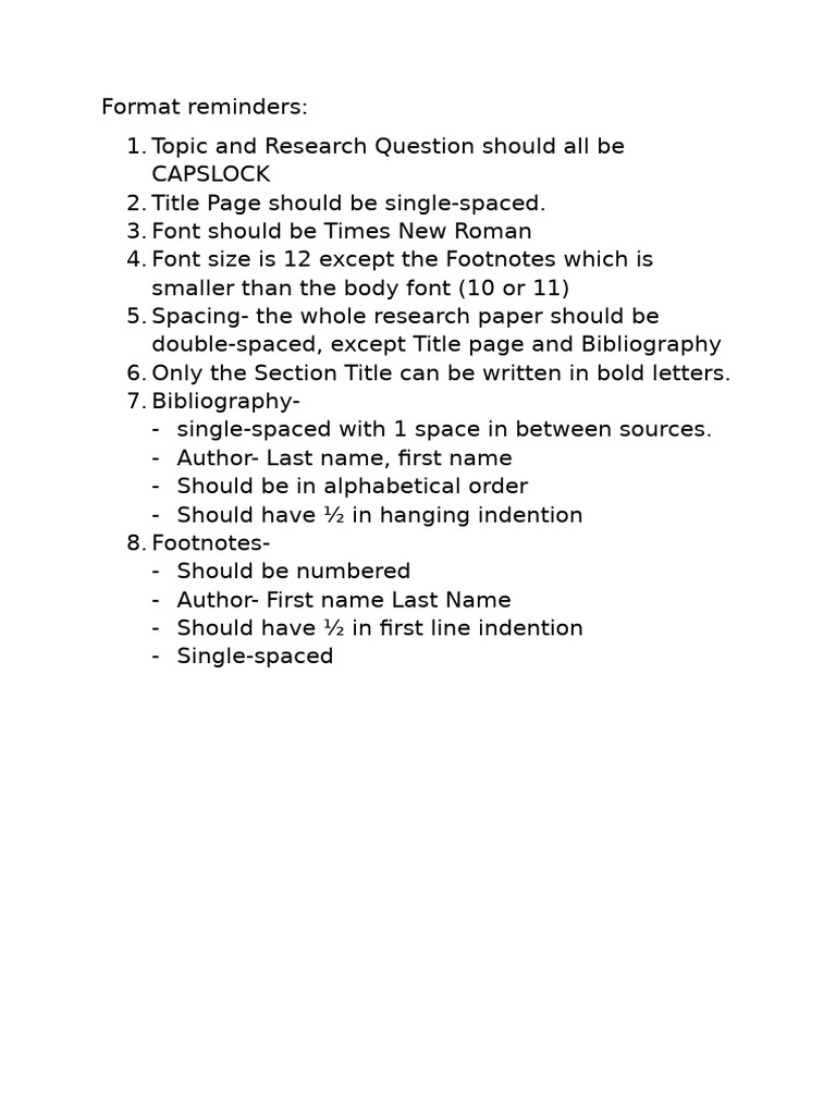 Format Reminders | PDF
