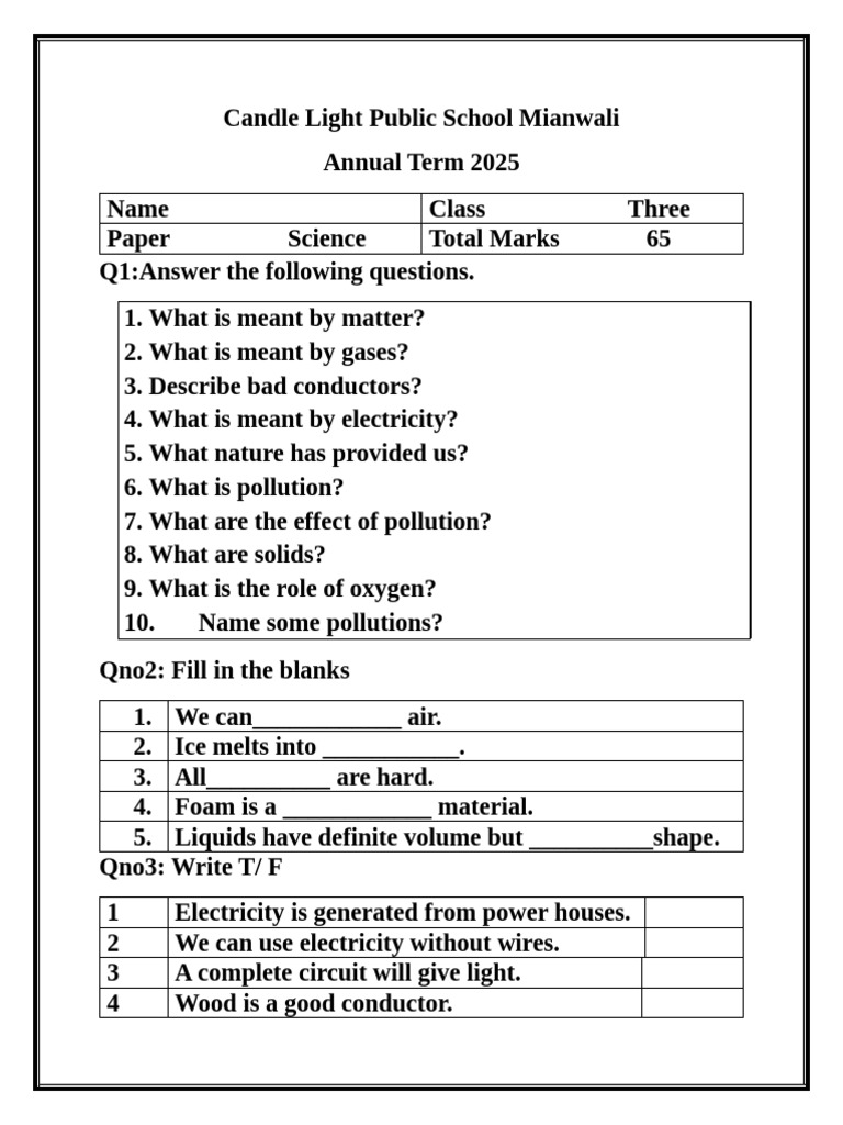 Class 3 SCIENCE | PDF