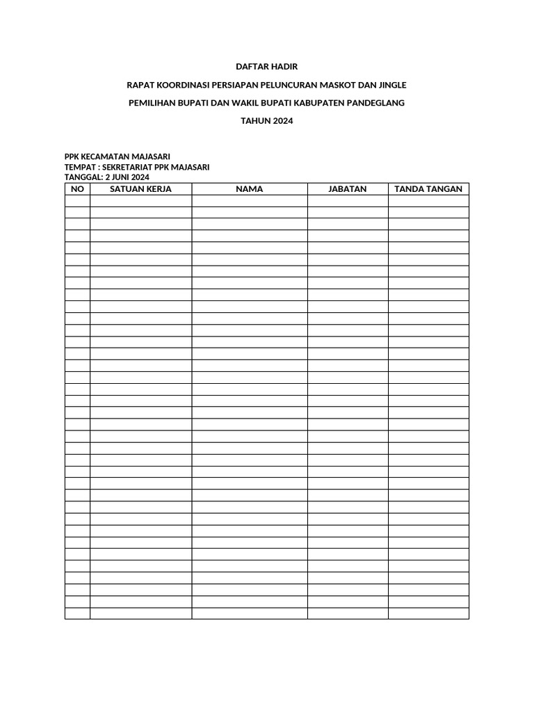 Daftar Hadir Rapat | PDF