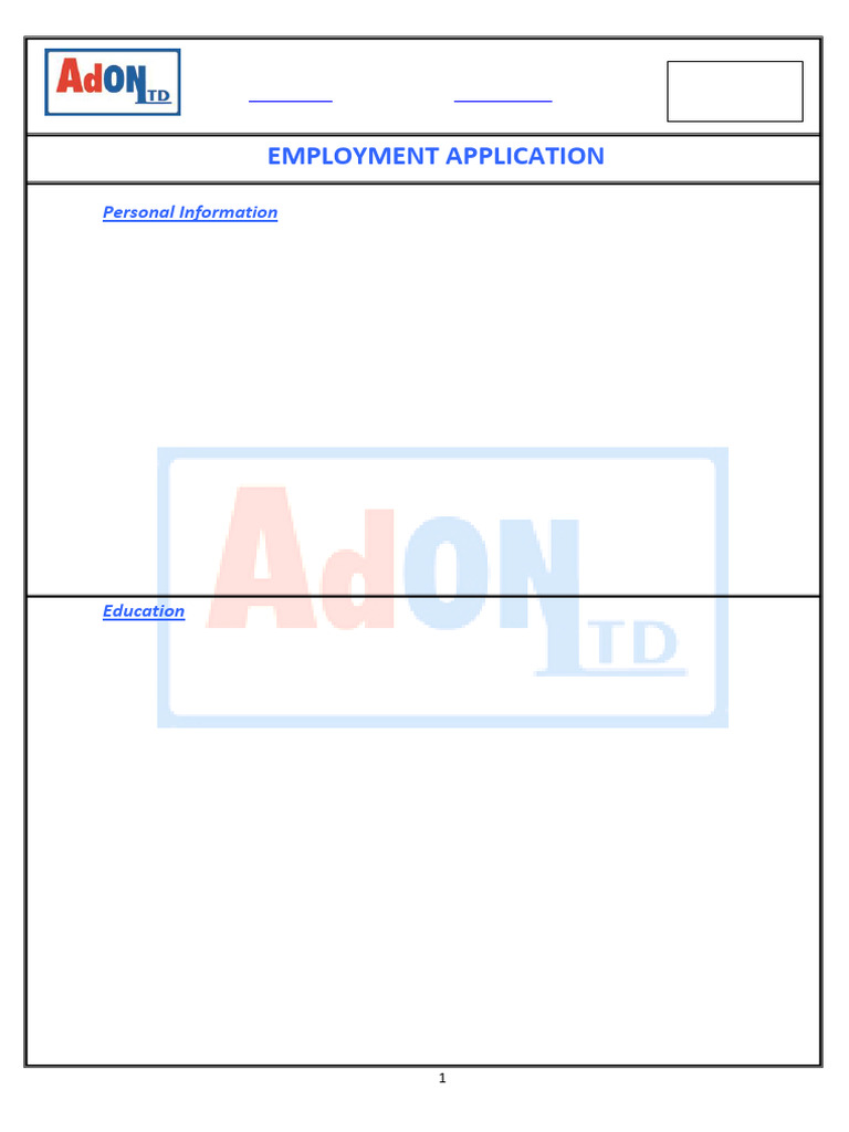 AdON-HR-F04 Employment Application Form | PDF