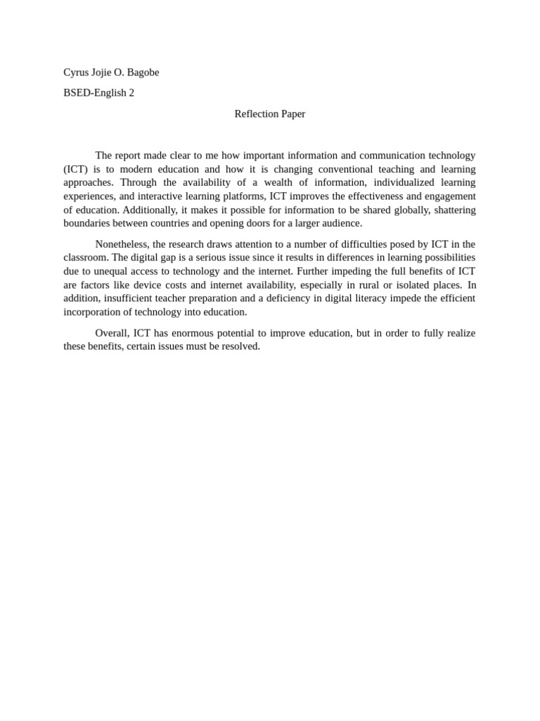 Prof Ed Reflection Pdf