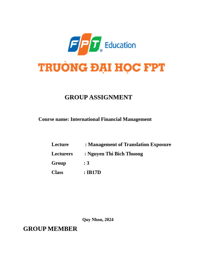 IBF301-GROUP3-Group Assignment | PDF | Financial Risk | Exchange Rate
